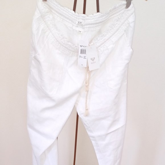 Roxy | Pants & Jumpsuits | New Roxy White Pants Linen Blend | Poshmark
